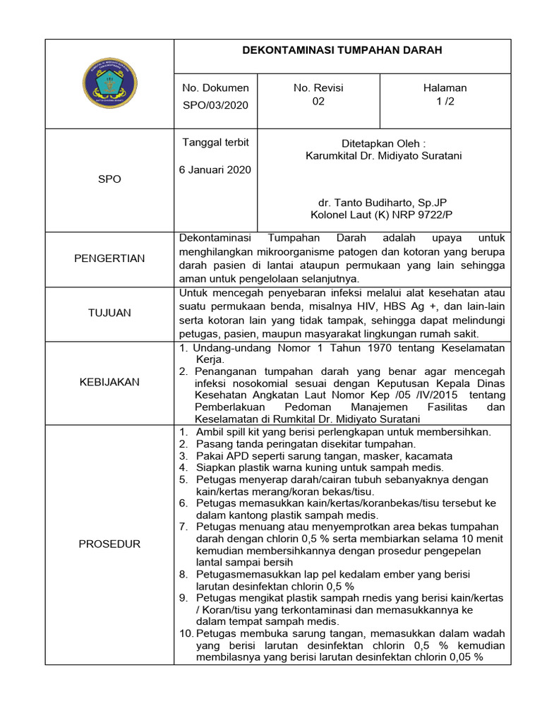 3 SPO DEKONTAMINASI DARAH New | PDF | Pengembangan Diri | Sains & Matematika