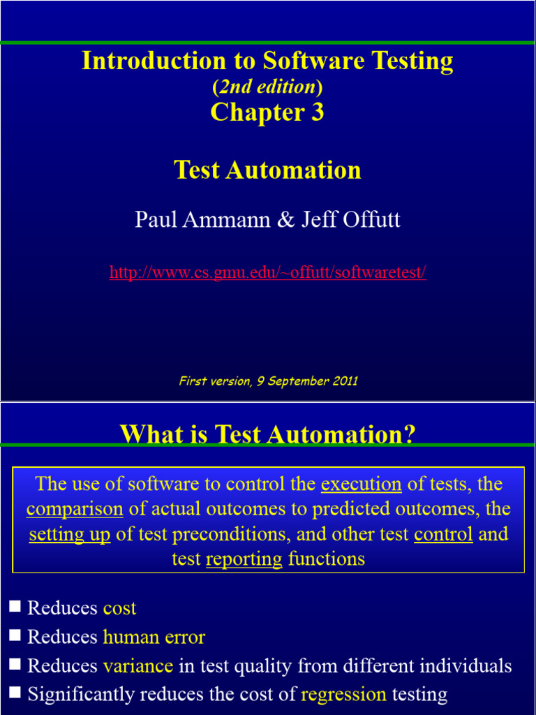 Ch1 Automation | PDF | Software Testing | Software Ch1 Automation | PDF | Software Testing | Software