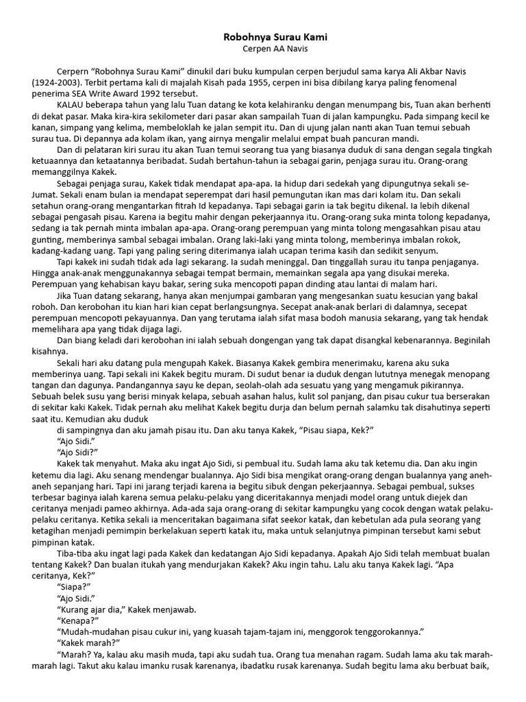 Cerpen - Robohnya Surau Kami | PDF