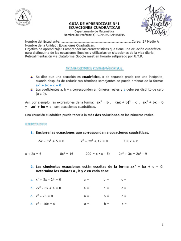 Cuadra Tica | PDF | Ecuaciones | Ecuación cuadrática