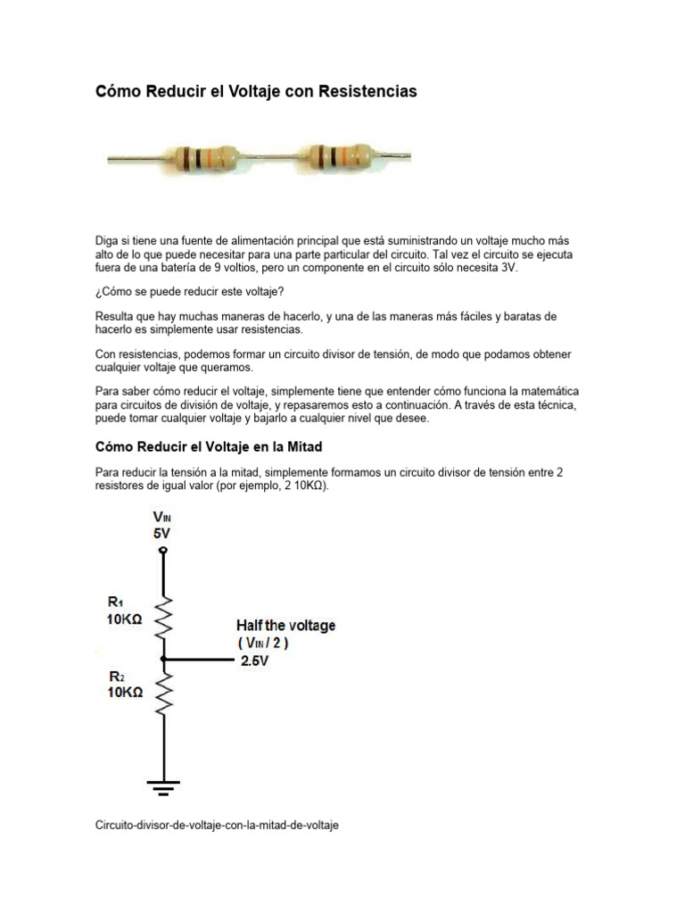 Cómo Reducir El Voltaje Con Resistencias | PDF | Cargador de batería | Resistencia Eléctrica y ...