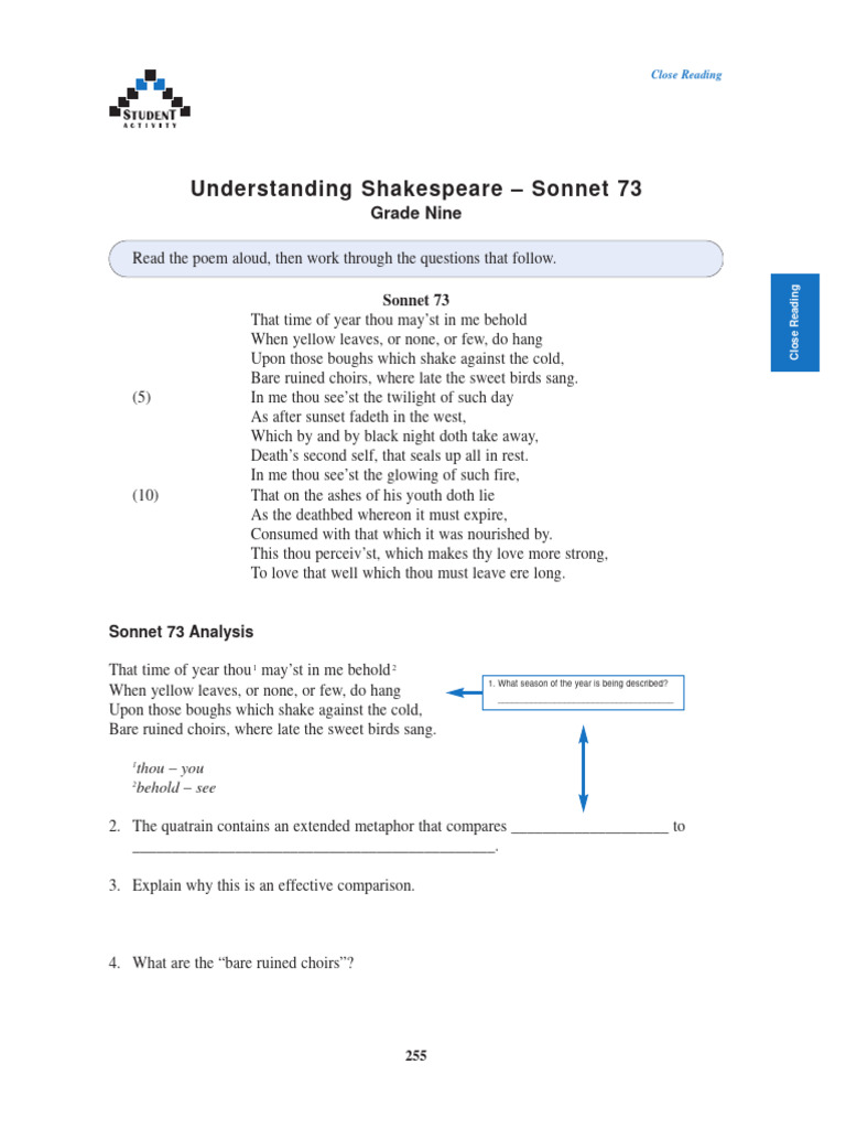 Sonnet 73 LTF | PDF | Language Arts & Discipline | Foreign Language Studies