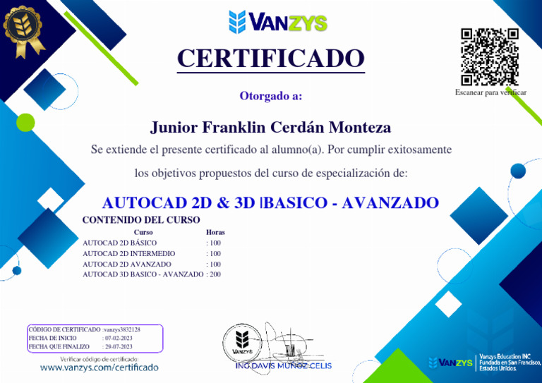 Certificado de Autocat | PDF