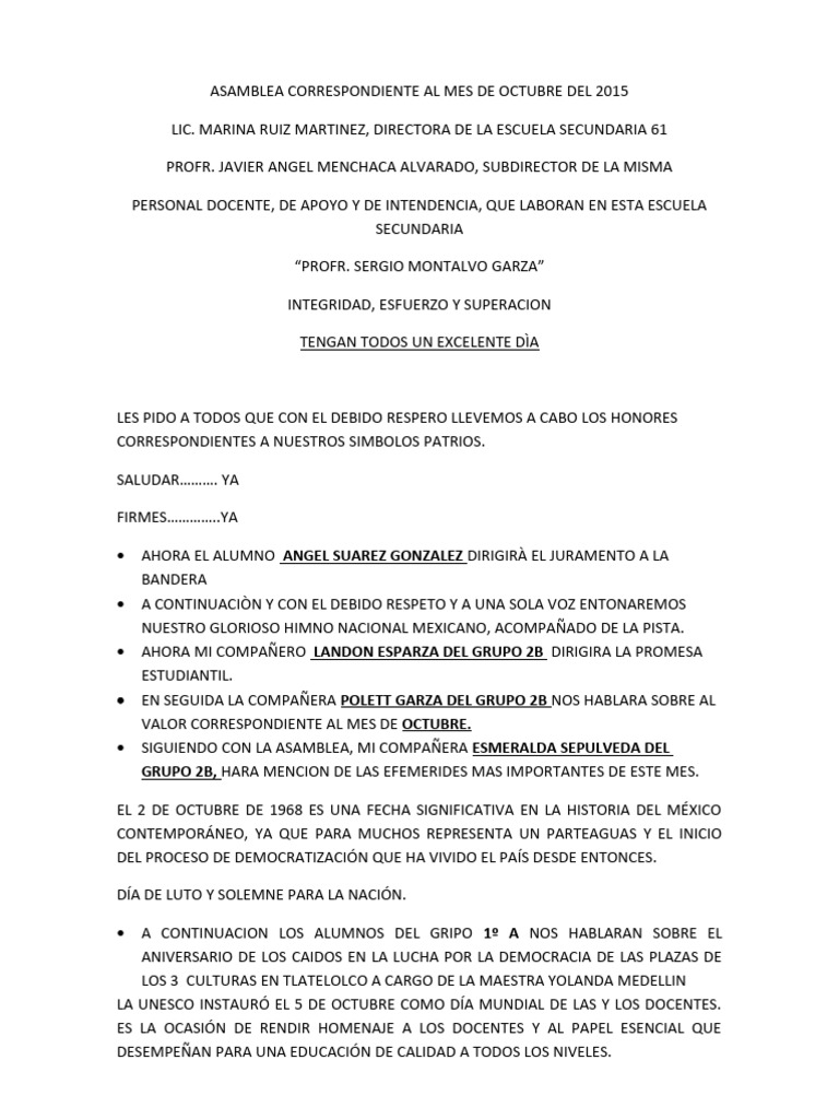 Programa Asamblea Octubre | PDF