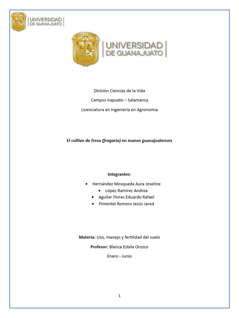 2do Avance. Investigación Del Cultivo de Fresa (Fragaria) | PDF | fresa ...