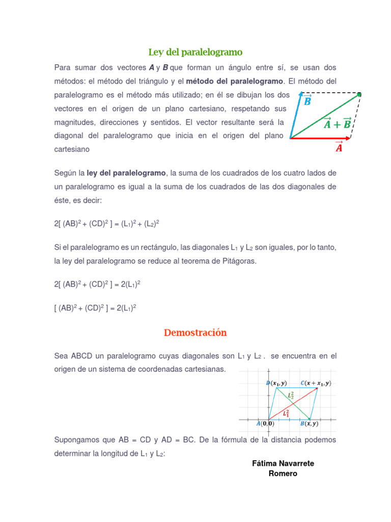 Ley Del Paralelogramo | PDF | Vector Euclidiano | Sistema de ...