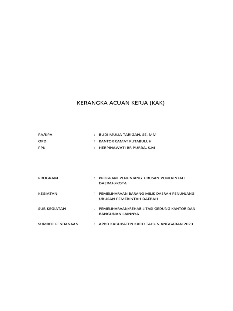 KAK 2022 pemeliharaan gedung kantor | PDF