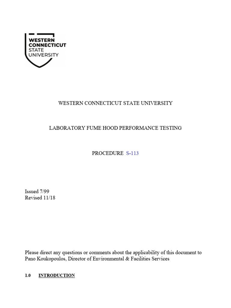 Laboratory Fume Hood Performance Testing Pdf Laboratories Ventilation Architecture