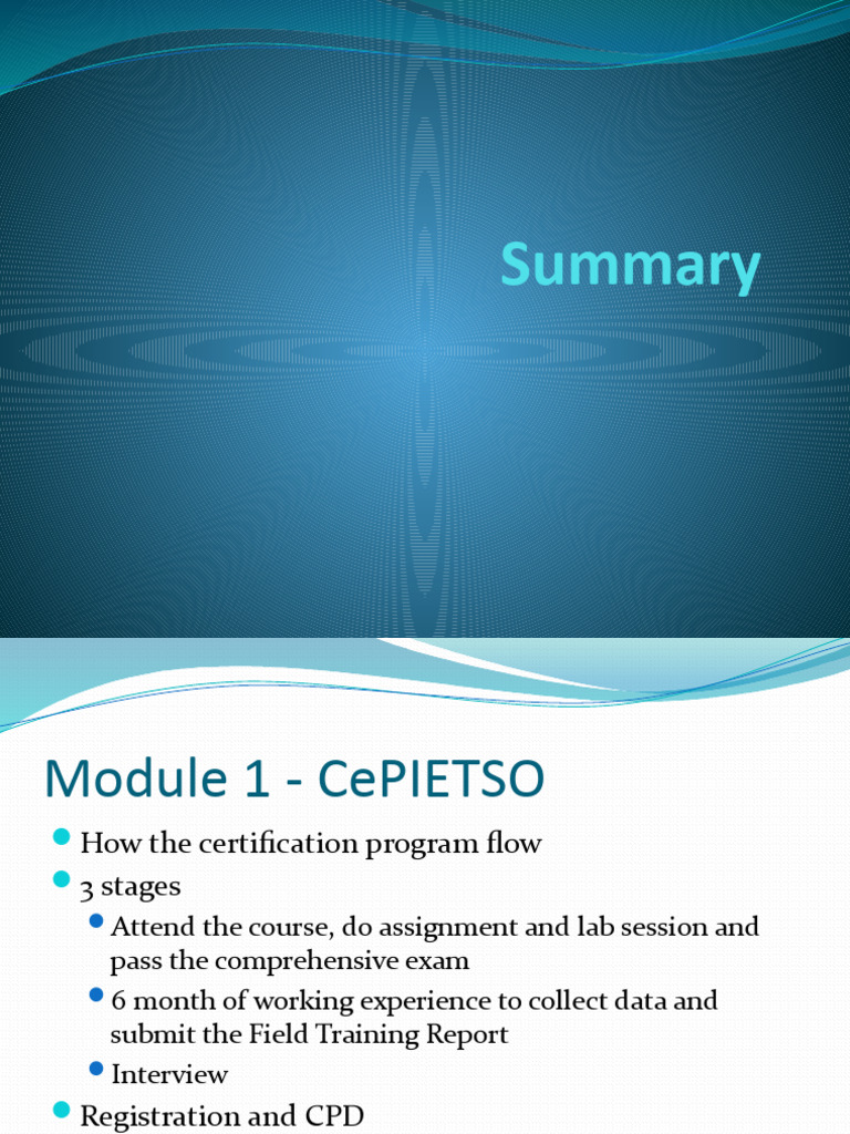 Summary CePIETSO-pcp | PDF