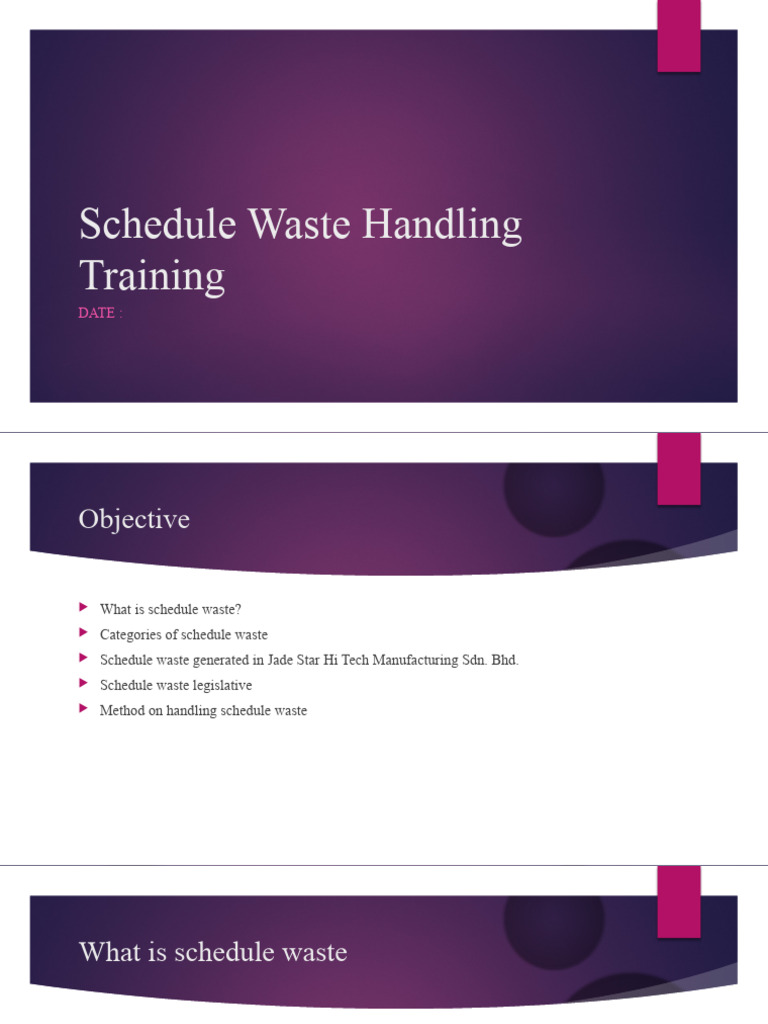 Schedule Waste Training at Jade Star | PDF | Business