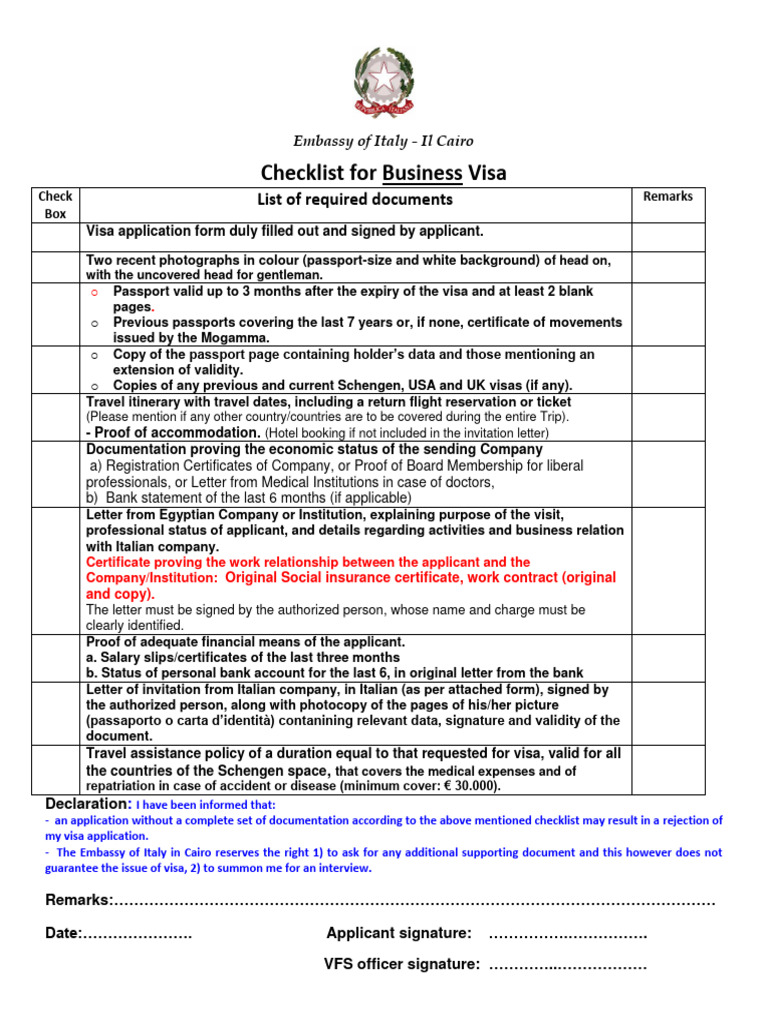 Checklist Business Visa | PDF | Travel Visa | Passport