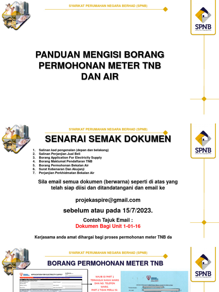 Panduan Permohonan Meter TNB Dan Air | PDF