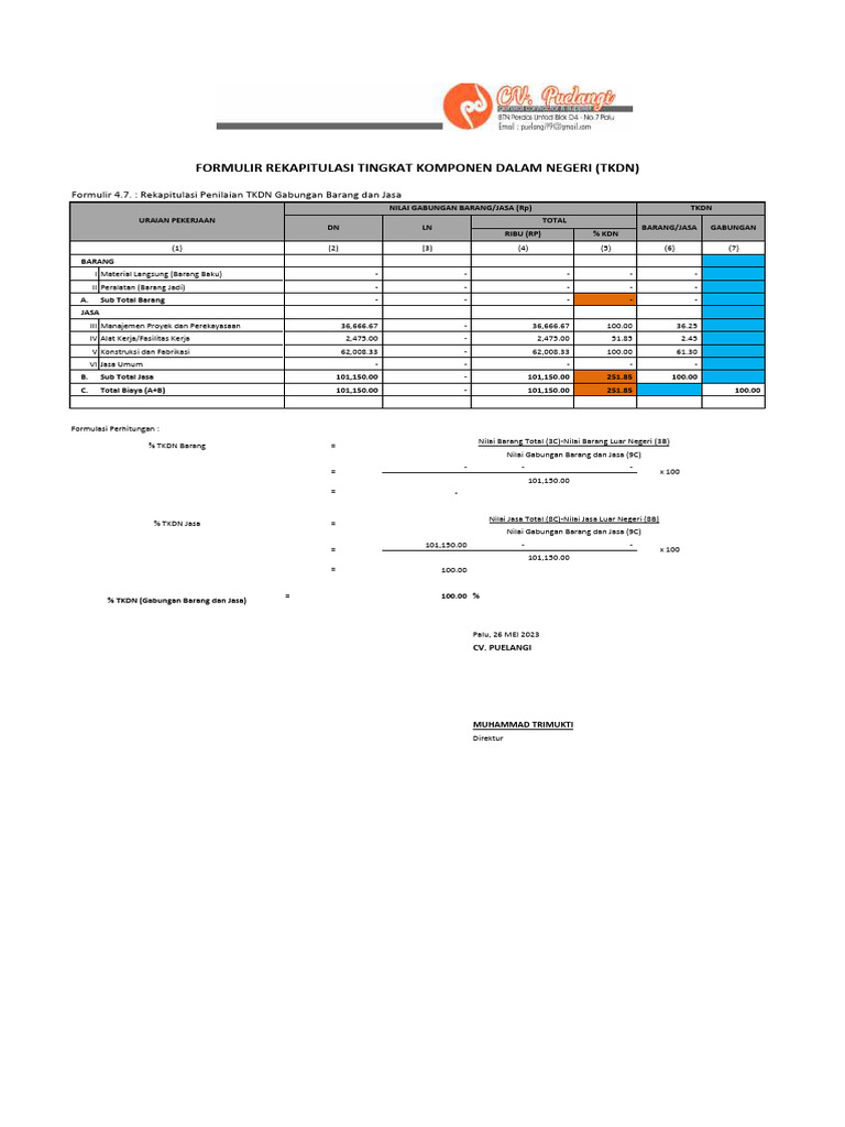 Rekapitulasi Penilaian TKDN Barang dan Jasa | PDF