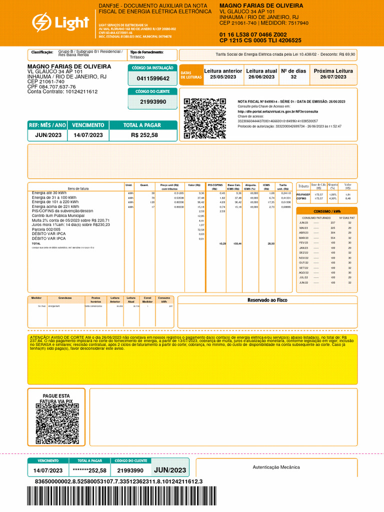 Conta de Luz e Comprovante de Residência | PDF | Business