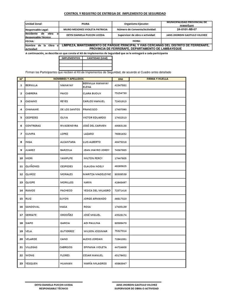 Formato de Entrega de Epps | PDF