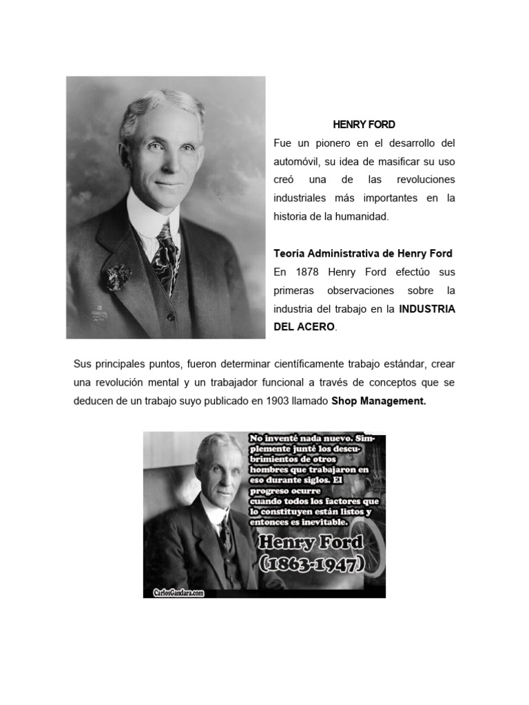 Henry Ford | PDF | Producción en masa | Economias