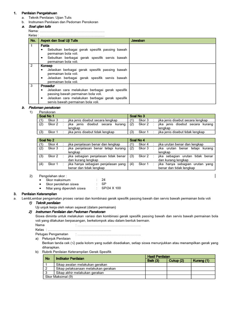 Lampiran RPP Bola Voli | PDF