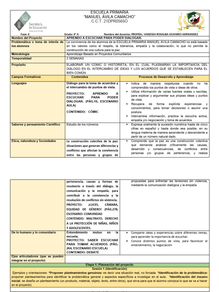 Formato Planeacion Proyectos Comunitarios ABP | PDF | Educación ...