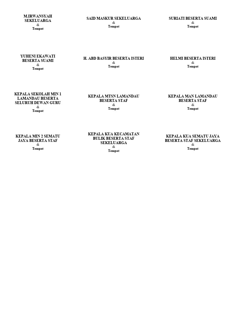 Format Label Undangan | PDF