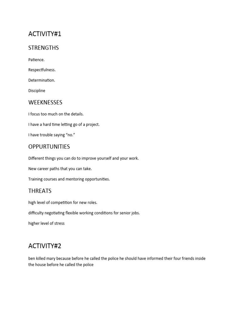 SWOT & Problem Solving Activities | PDF | Thought | Intuition