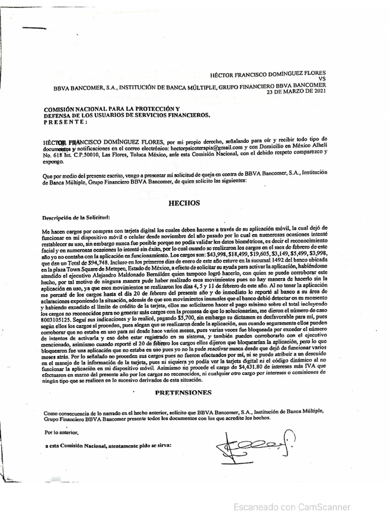 Reclamación A Condusef | PDF