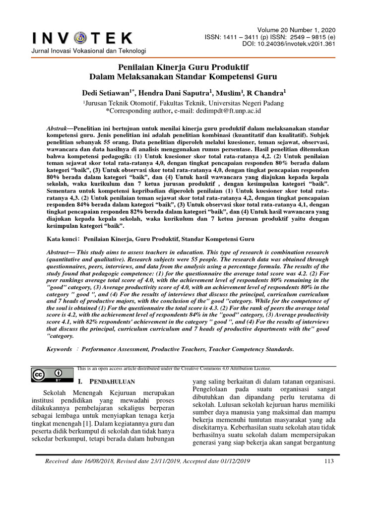 Dedi Setiawan, Hendra Dani Saputra, Muslim, Chandra - Penilaian Kinerja Guru Produktif Dalam ...