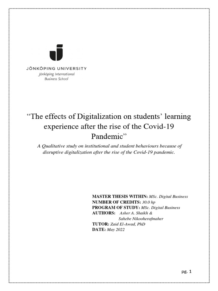 The Effects of Digitalization On Students | PDF | Distance Education ...