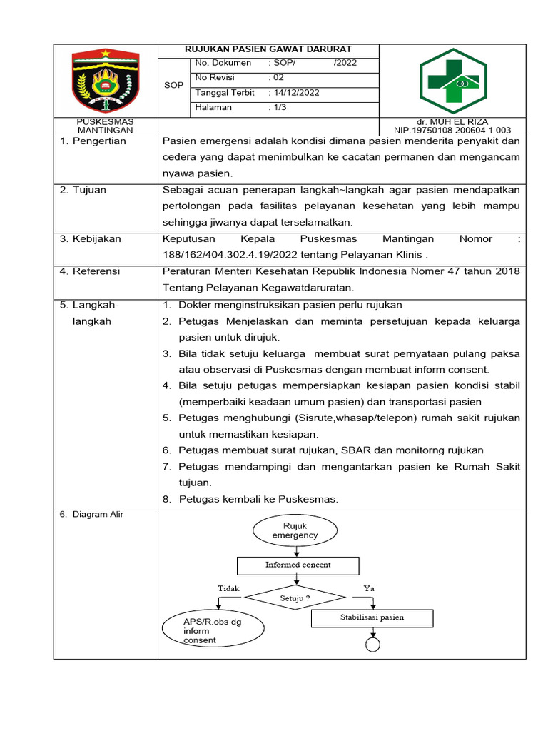 Sop Rujukan Pasien Gadar | PDF
