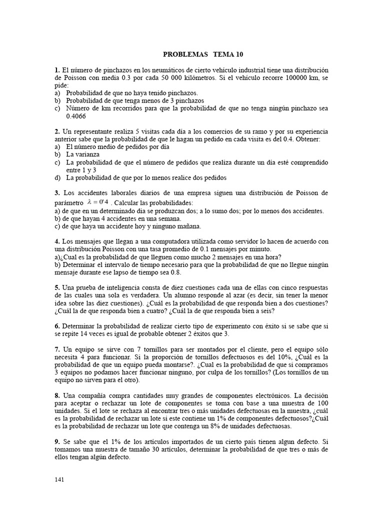 Problemas | PDF | Probabilidad | Distribución de veneno