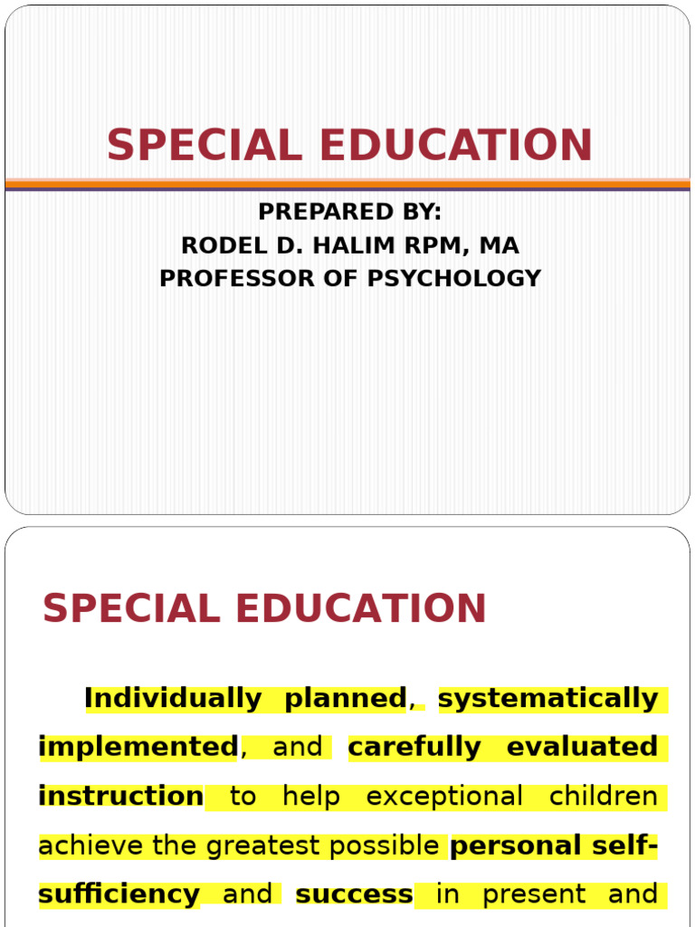 Lesson 1 Special Education Definition Categories Steps | PDF | Hearing ...