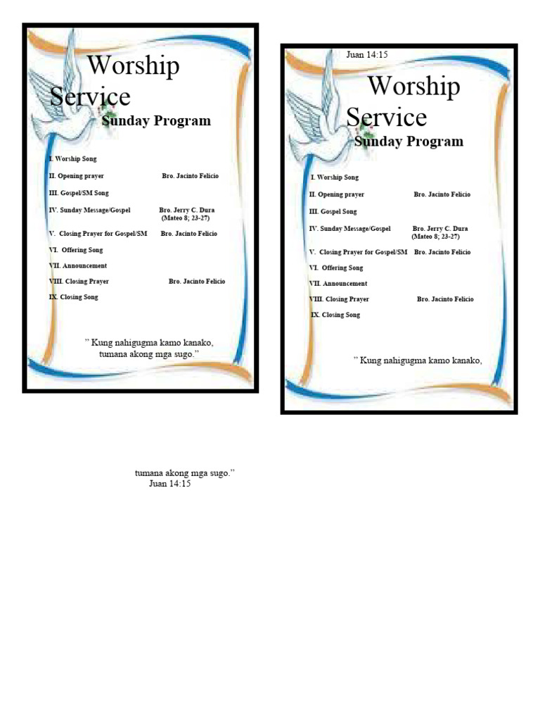 Sunday Worship Service Program | PDF | Religion & Spirituality