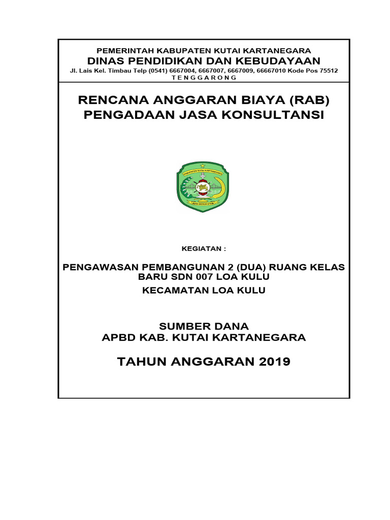 Rencana Anggaran Biaya (Rab) Pengadaan Jasa Konsultansi: Dinas Pendidikan Dan Kebudayaan | PDF