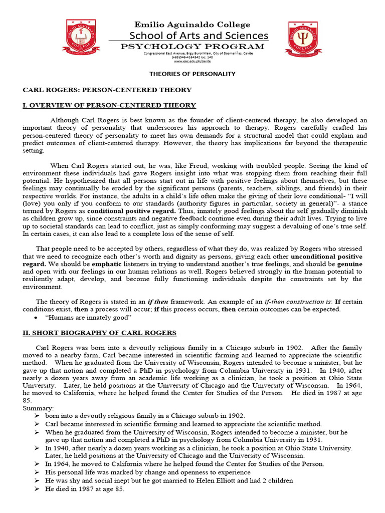 Carl Rogers | PDF | Psychotherapy | Self Concept