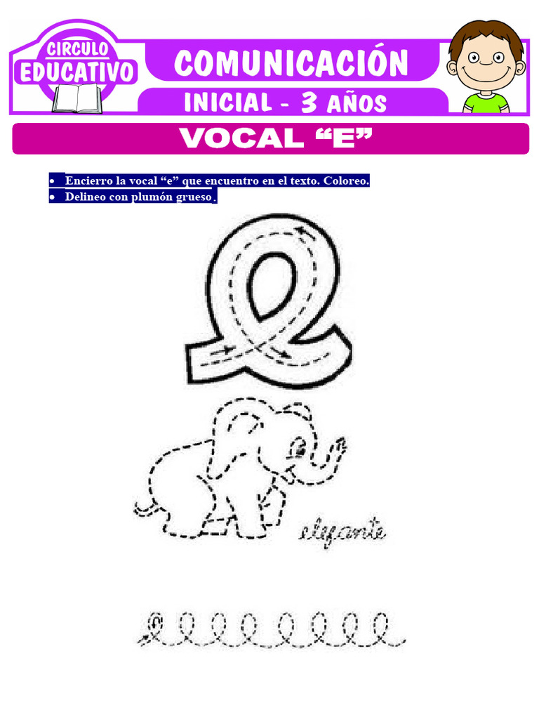 Actividades para aprender la vocal E | PDF