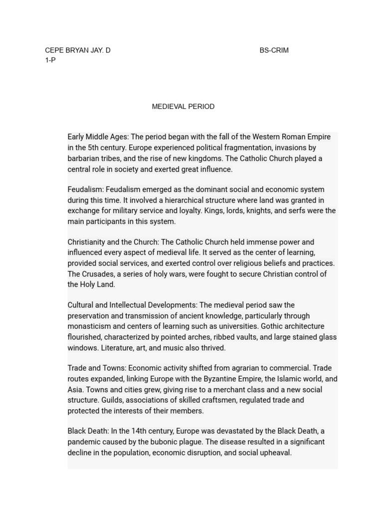 Medieval Era | PDF | Middle Ages | Black Death