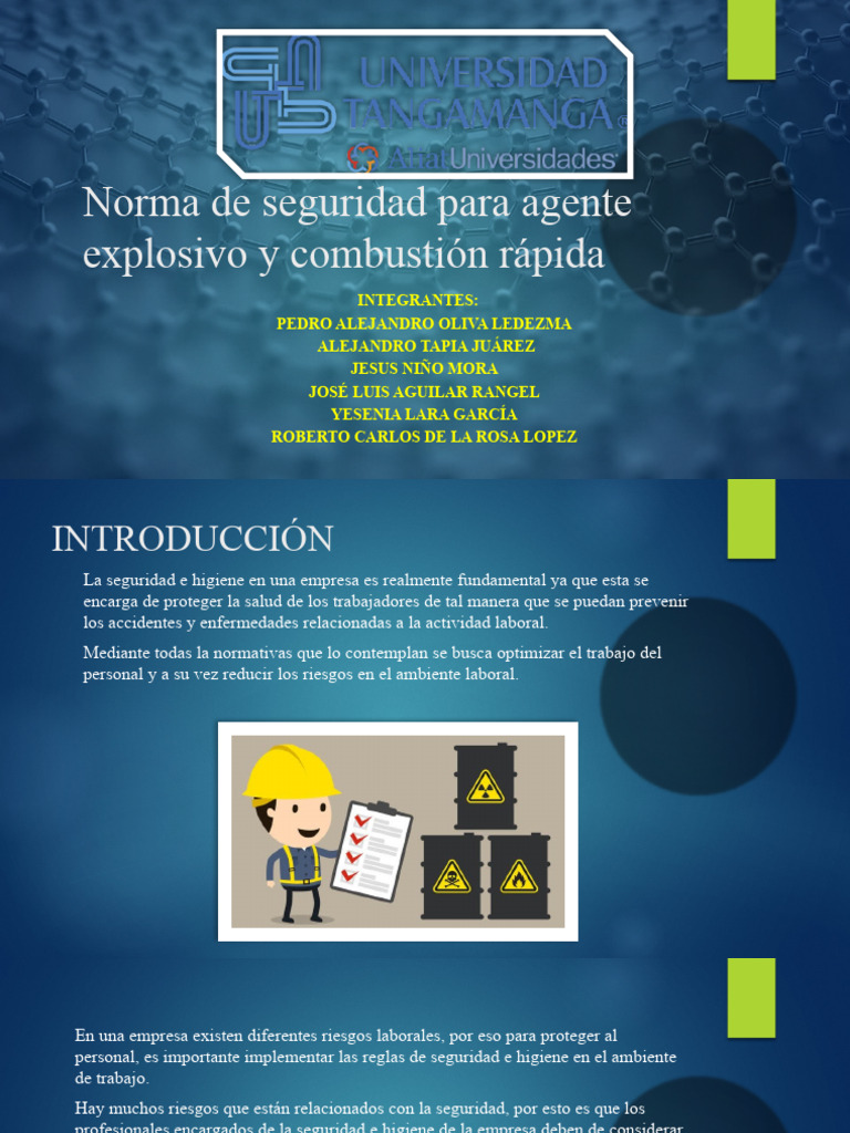Norma de Seguridad para Agente Explosivo y Combustión | PDF ...