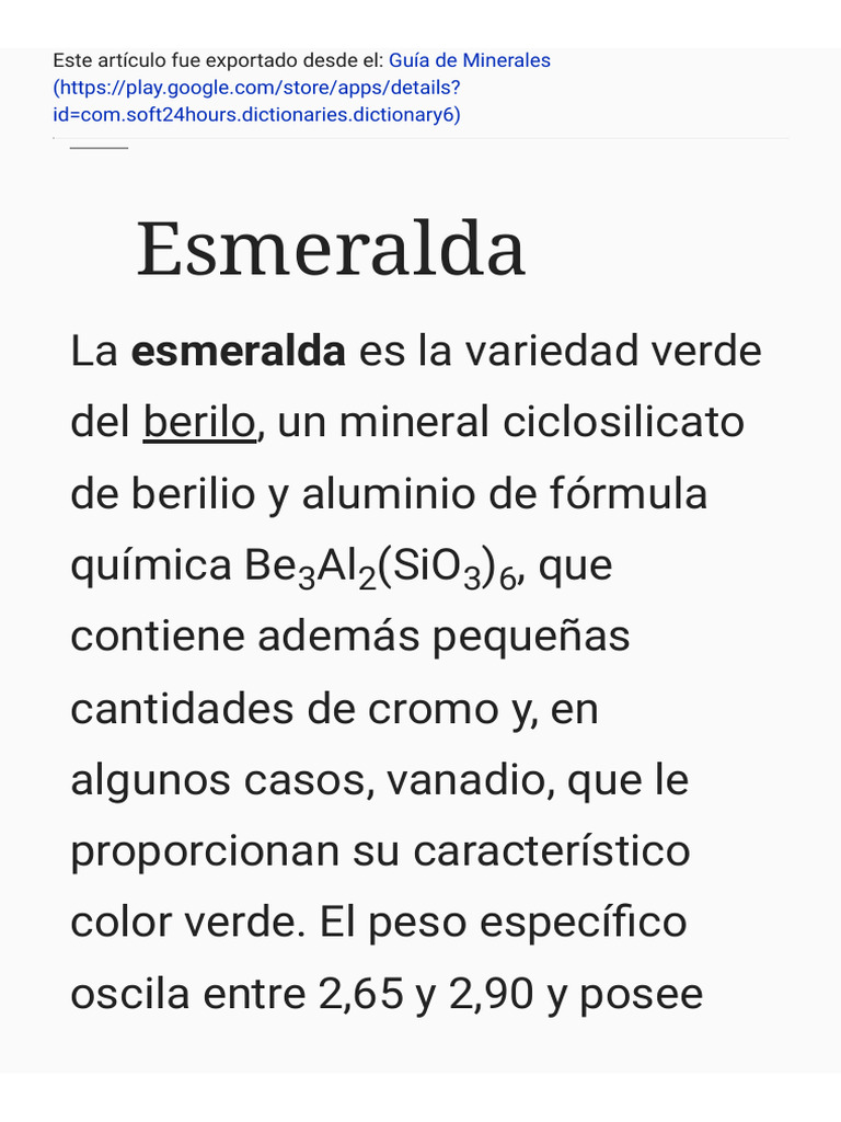 Esmeralda: Composición y Propiedades | PDF | Mineralogía | Minerales