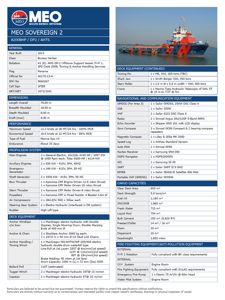 MEO Sovereign 2 | PDF | Anchor | Shipping