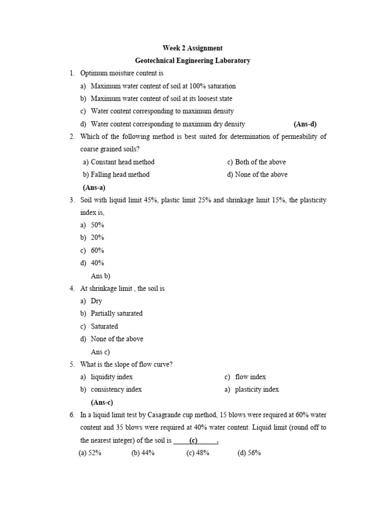 July 23 Week 2 Geotechnical Engineering Assignment | PDF