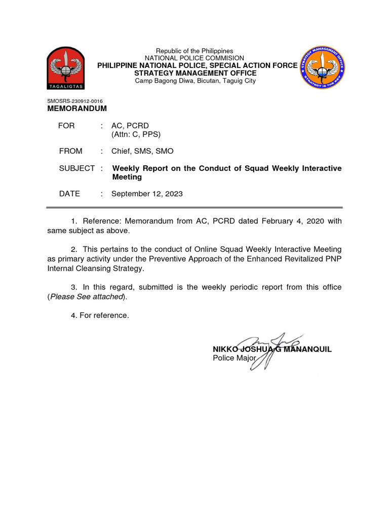 AAR Re SWIM September 7, 2023 | PDF | Philippines | Law Enforcement