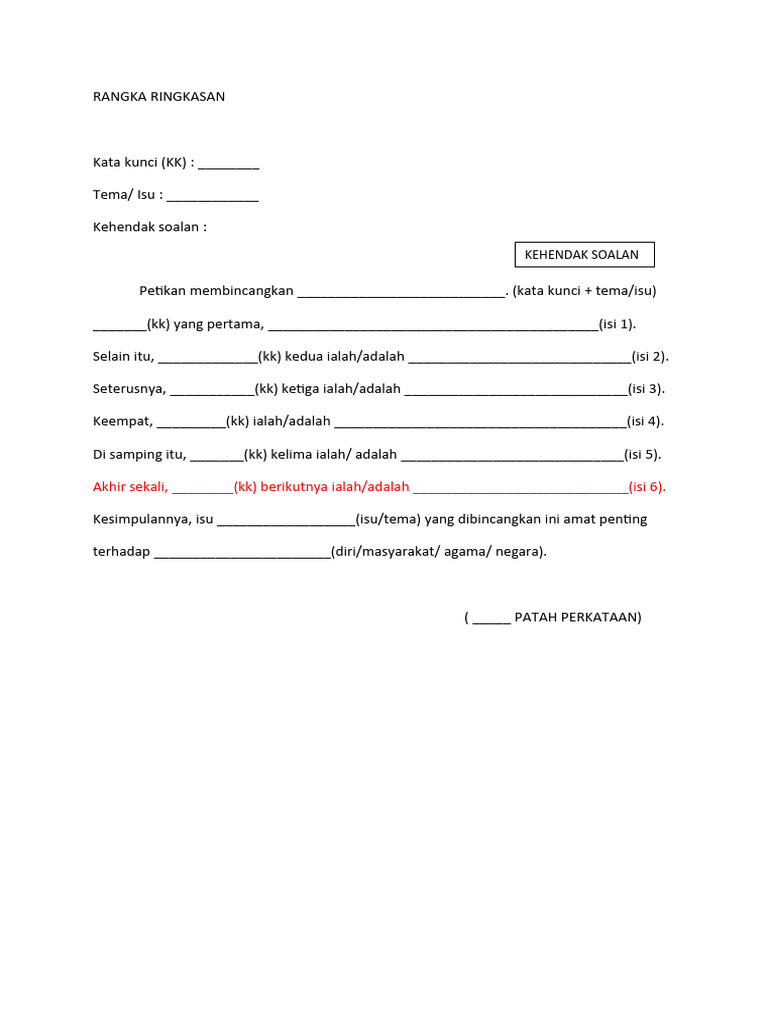 Rangka Ringkasan | PDF