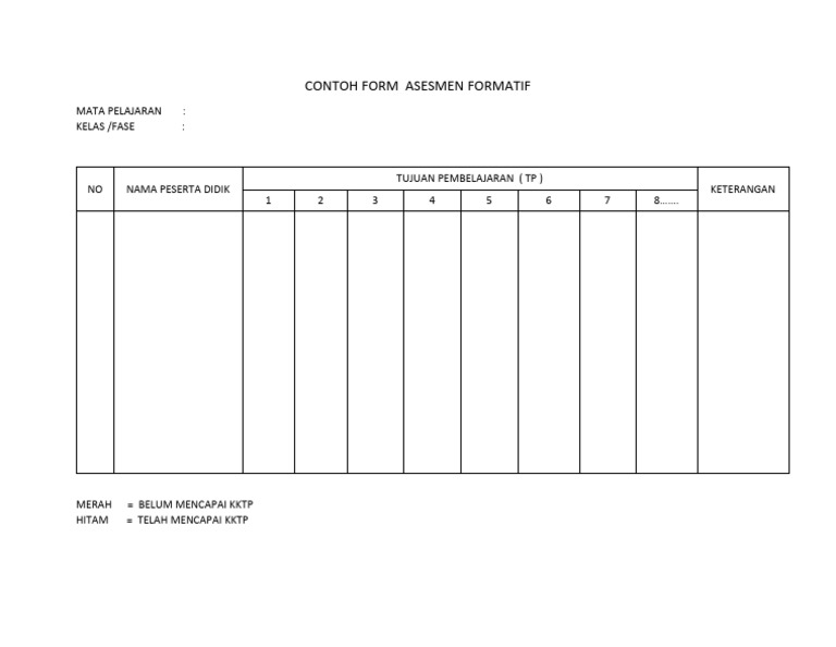 Contoh Form Asesmen Formatif | PDF