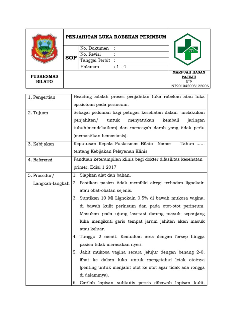 Penjahitan Luka Robekan Perineum | PDF