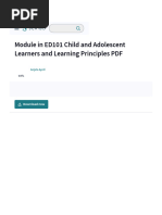 PED1 Module 1 Child and Adolescent Learning and Learning Principles ...