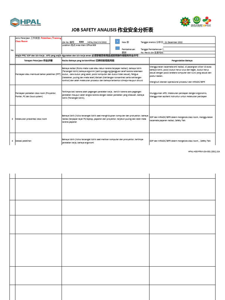 Tugas TOT Level 4 JSA | PDF