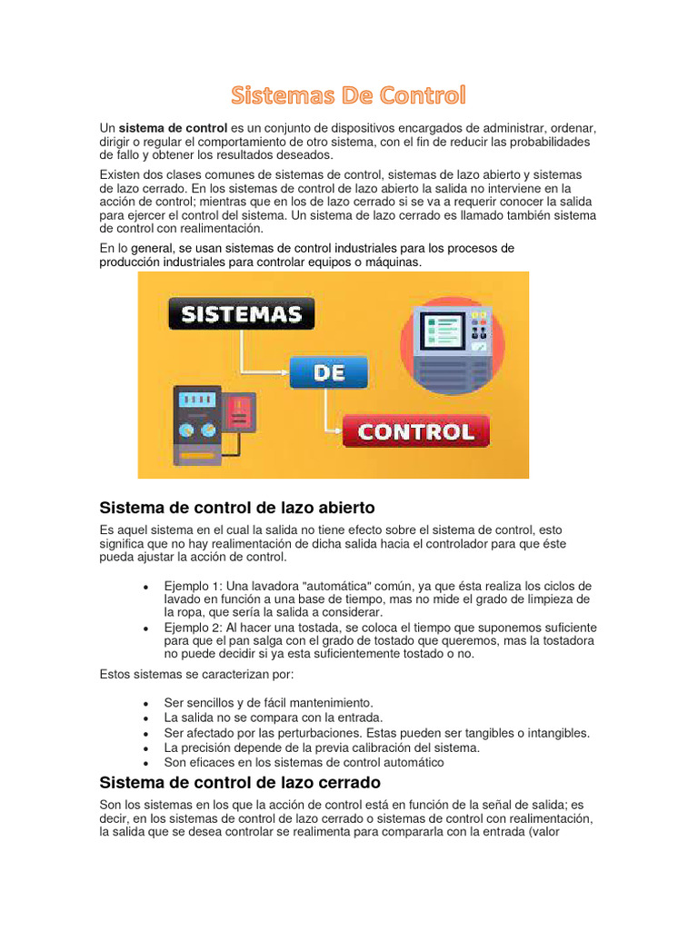 Sistemas de Control | PDF | Sistema de control | Ciencias fisicas