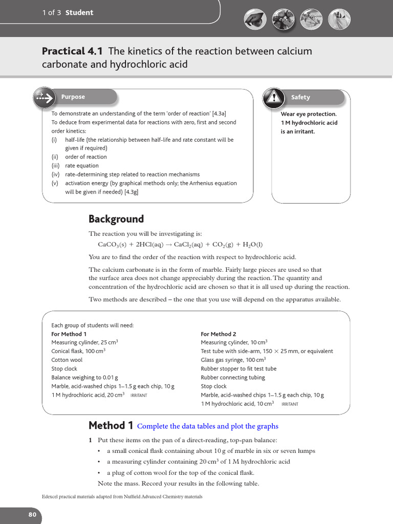 (M1.2) REVIEW & COMPLETE - Practical 4.1 The Kinetics of The Reaction Between CaCO3 and HCL ...