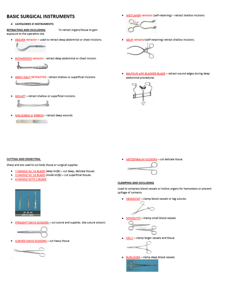 Basic Surgical Instruments Print BP | Download Free PDF | Medical ...