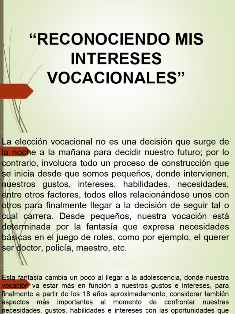 Reconociendo Mis Intereses Vocacionales | Descargar gratis PDF ...