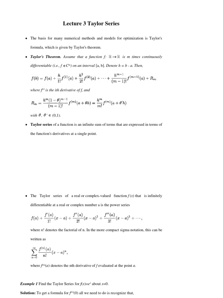Taylor's Series | PDF | Derivative | Function (Mathematics)